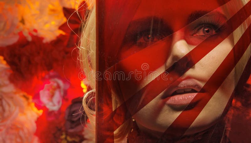 Red Theme Portrait of the Young Woman Stock Image - Image of beauty ...