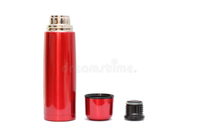 Red thermos stock image. Image of gleaming, utensil, sparse - 10217487