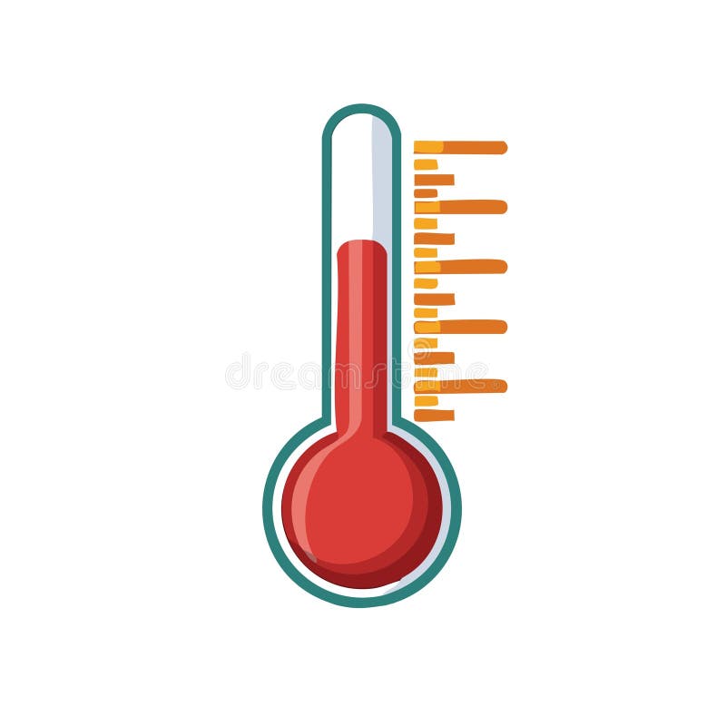 Red Thermometer High Temperature Scale Measurement Flat Vector Icon Stock Illustration ...