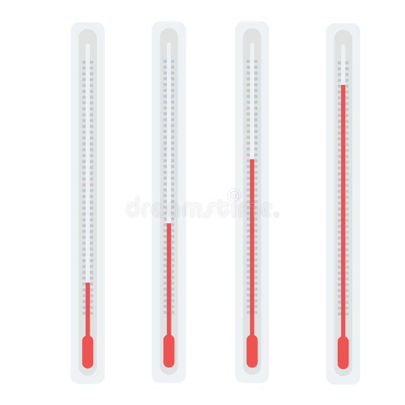 Red Thermometers with Different Levels by Illustration 02 Stock Vector ...
