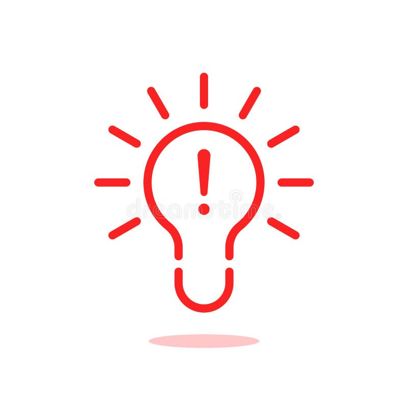 Red Thin Line Lightbulb with Exclamation Mark Stock Illustration ...