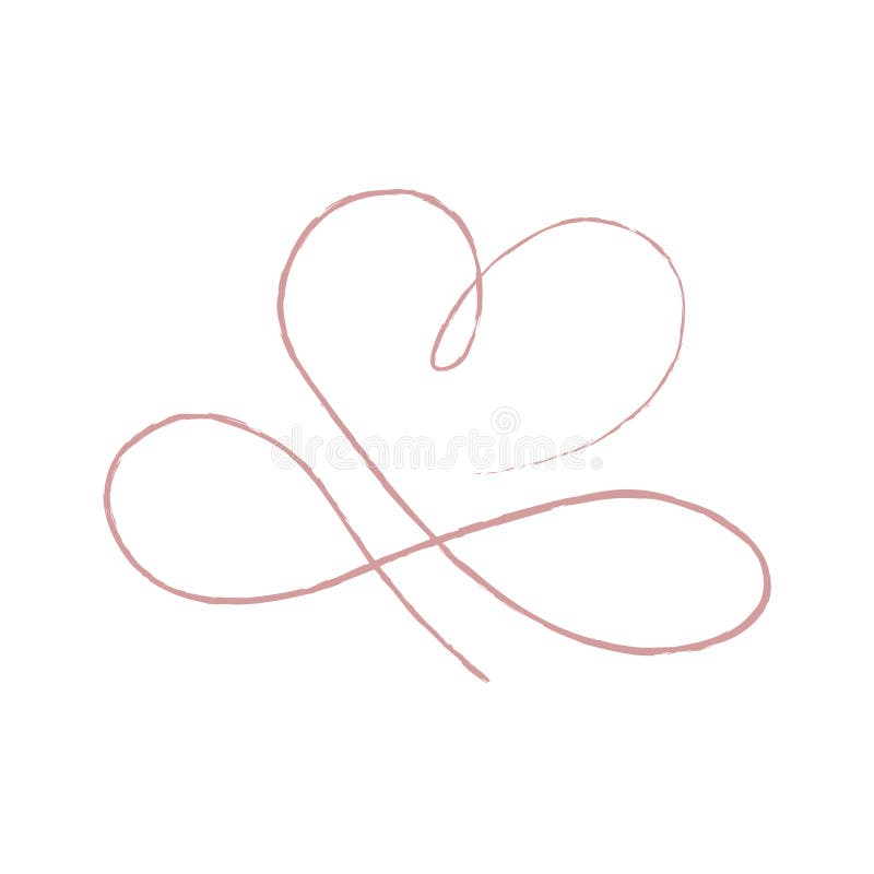 Red Thin Lines Two Hearts Love Infinity Symbol on White Background ...