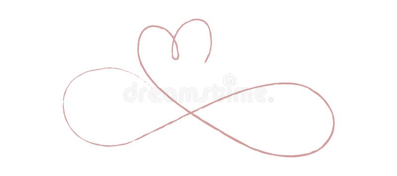 Red Thin Lines Two Hearts Love Infinity Symbol on White Background ...