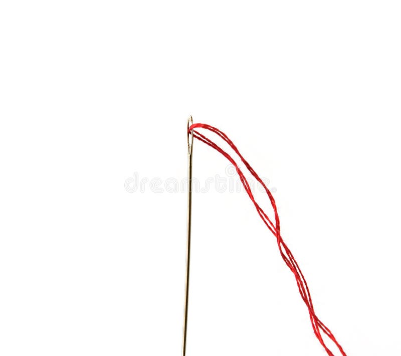 Red Thread and Needle Isolated on White Stock Image - Image of white ...