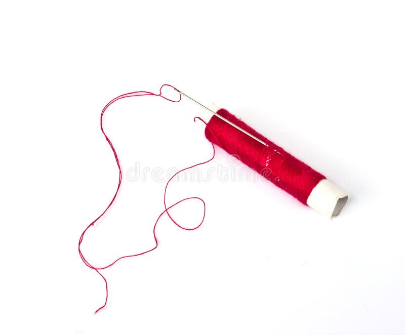 Red thread and needle stock image. Image of isolated - 42410121