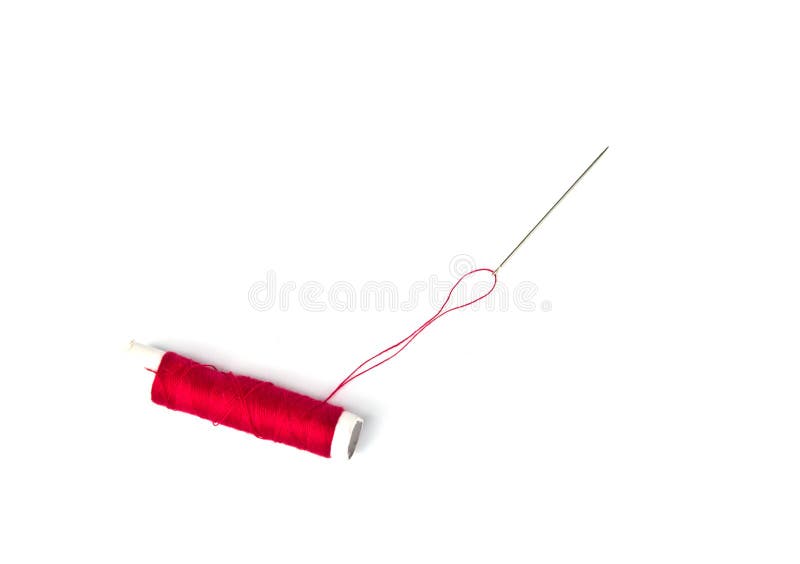 Red thread and needle stock image. Image of isolated - 42410123
