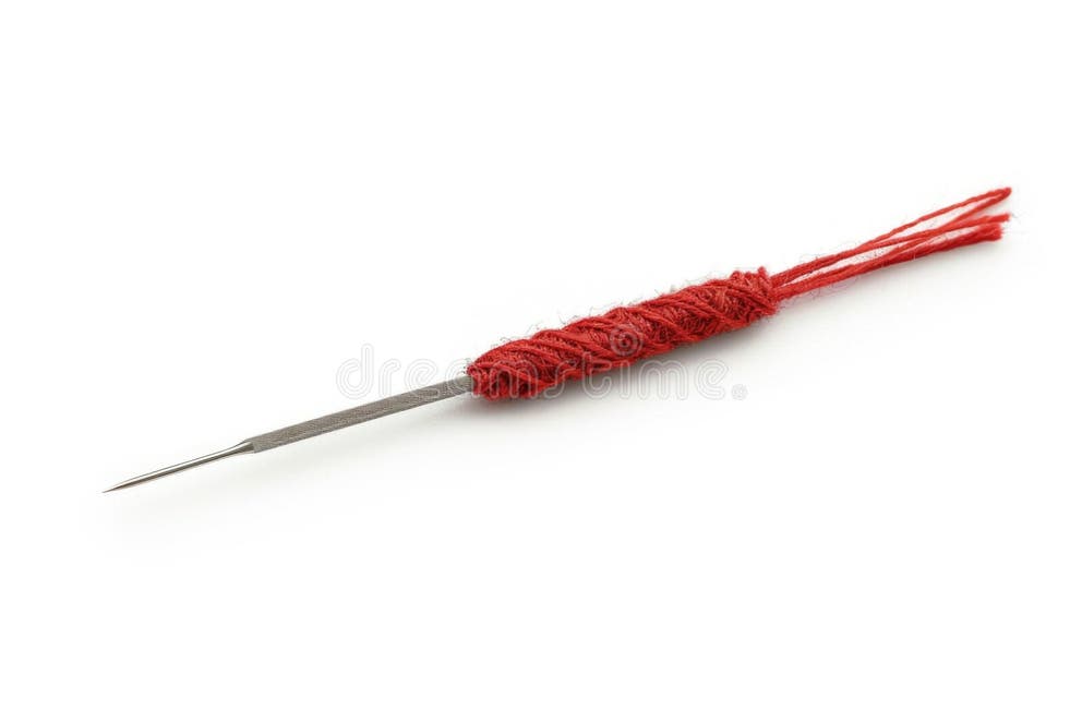 Red thread and needle stock photo. Image of hobby, thread - 370065402