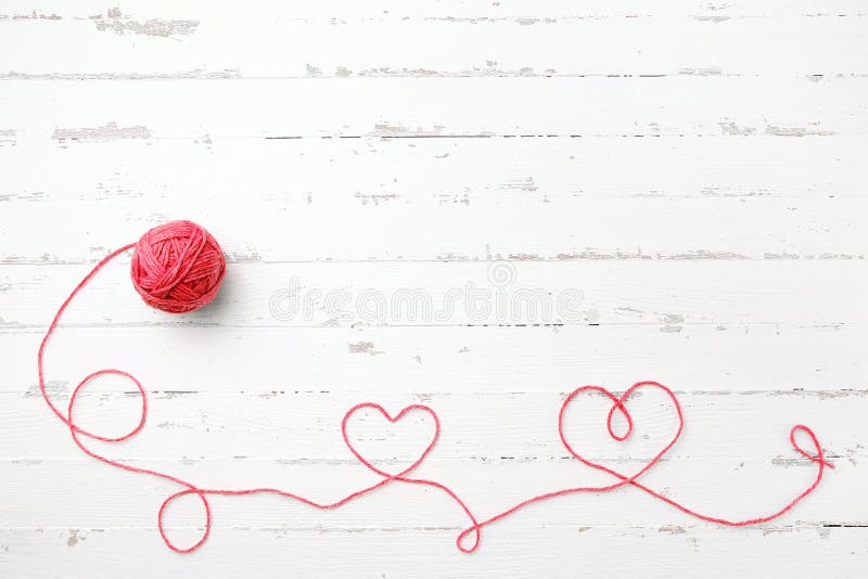 Red Thread, Two Hearts and Tangle Stock Image - Image of cord, color ...