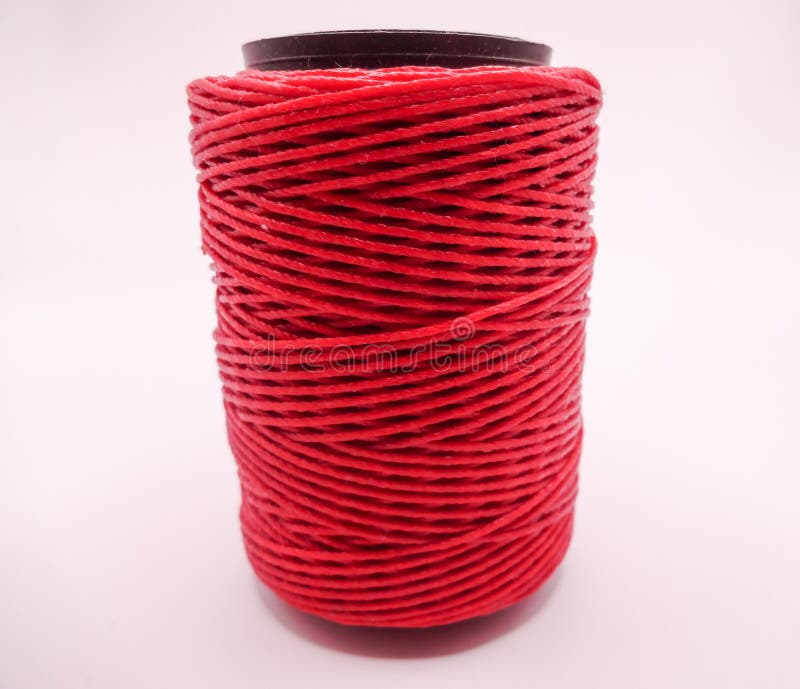 Red Thread on White Background. Roll Red Rope. Fashion Designer Tools ...
