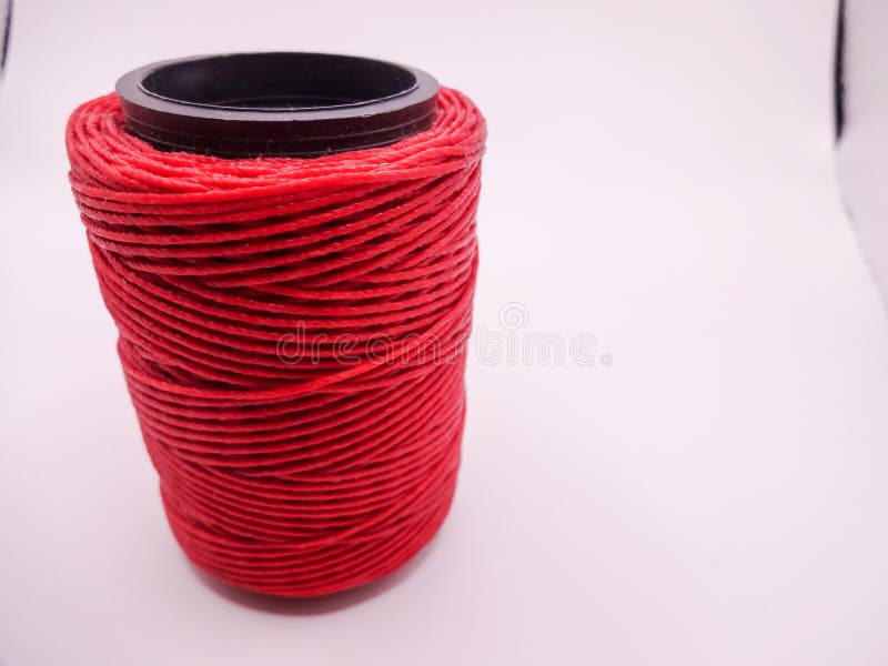 Red Thread on White Background. Roll Red Rope. Fashion Designer Tools ...
