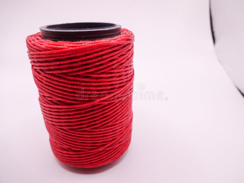 Red Thread on White Background. Roll Red Rope. Fashion Designer Tools ...
