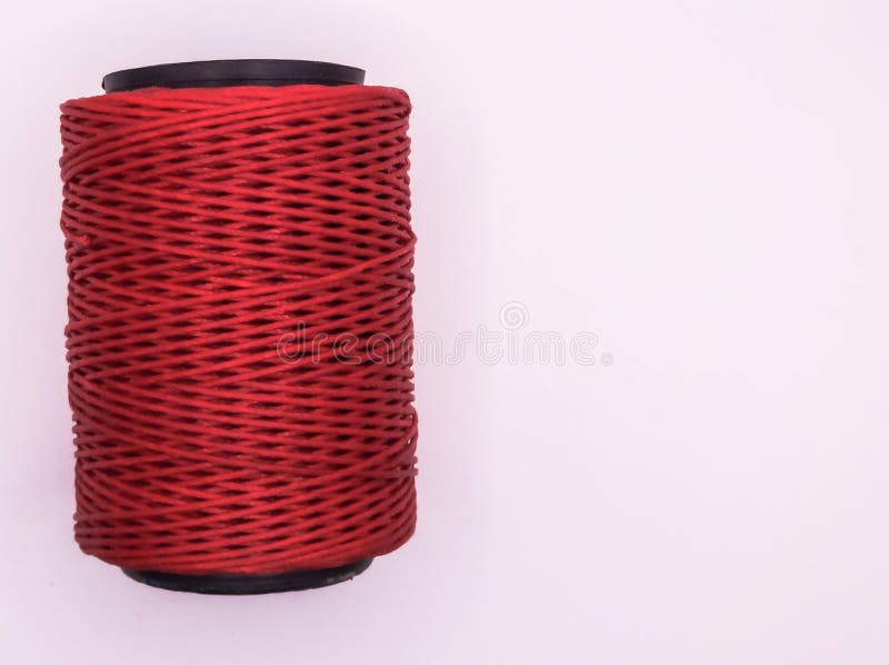 Red Thread on White Background. Roll Red Rope. Fashion Designer Tools ...