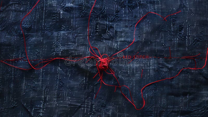 A Red Thread is Wrapped Around a Piece of Fabric Stock Photo - Image of ...