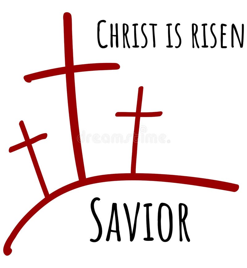 Red Three Crosses and Black Text Christ is Risen Stock Vector ...