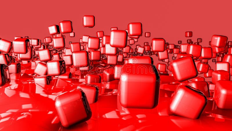 Red Three-dimensional Cubes. Background. 3D Rendering Stock ...