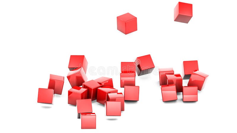 Red Three-dimensional Cubes on a White. 3D Rendering Stock Illustration ...