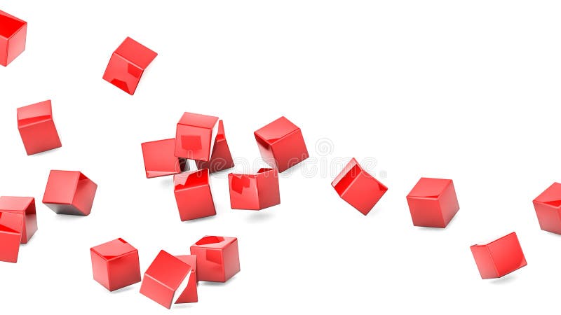 Red Three-dimensional Cubes on a White. 3D Rendering Stock Illustration ...