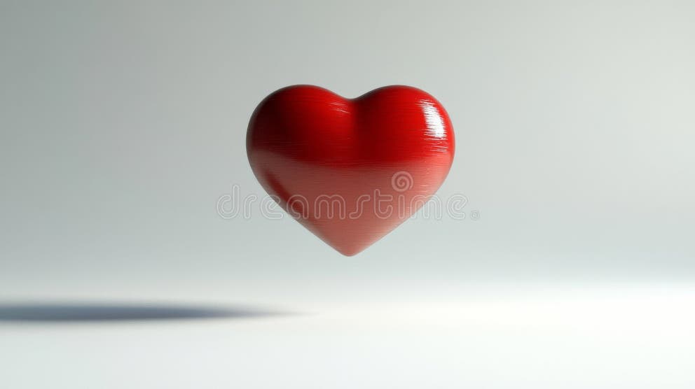 A Red Three Dimensional Heart Shape Floating Stock Illustration ...