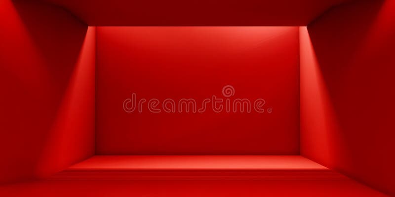 A Red, Three-dimensional Rectangular Room with Smooth, Flat Surfaces ...