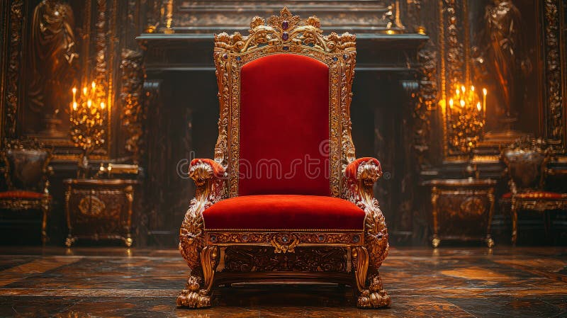 Red Throne in Opulent Palace Room Stock Photo - Image of king, history ...