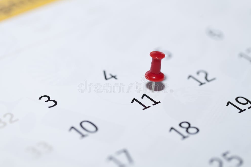 Red Thumb Tack on Calendar Page Stock Image - Image of month, organizer ...