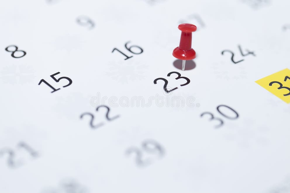 Red Thumb Tack on Calendar Page Stock Photo - Image of memories, break ...