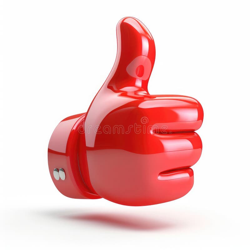 Glossy Red Thumbs Up 3D Render: Positive Feedback Symbol Stock ...