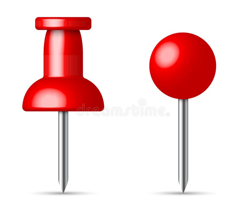 Red Thumbtacks and Push Pin Isolated on White Background Stock Vector ...
