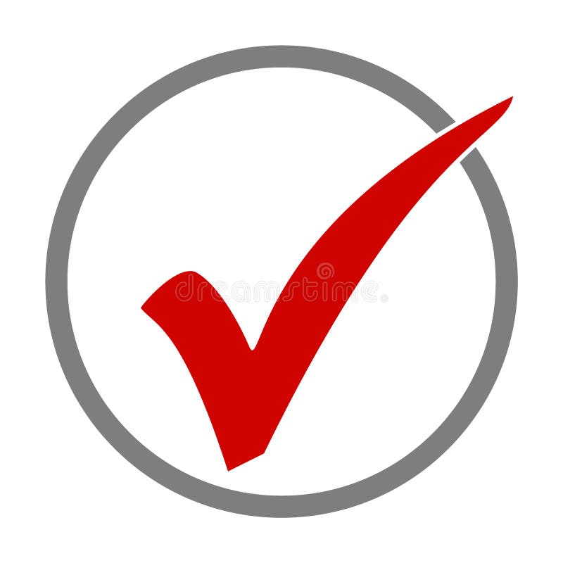 Red tick icon in circle stock illustration. Illustration of vote ...