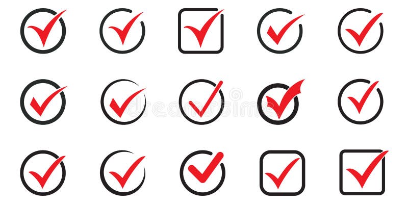 Red Tick Icon Vector Symbol, Checkmark Isolated on White Background ...