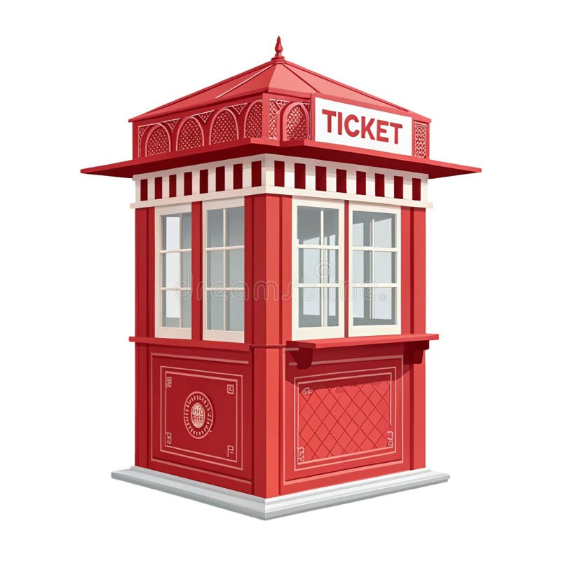 Amusement Park Red Ticket Booth with a Festive and Welcoming Design ...