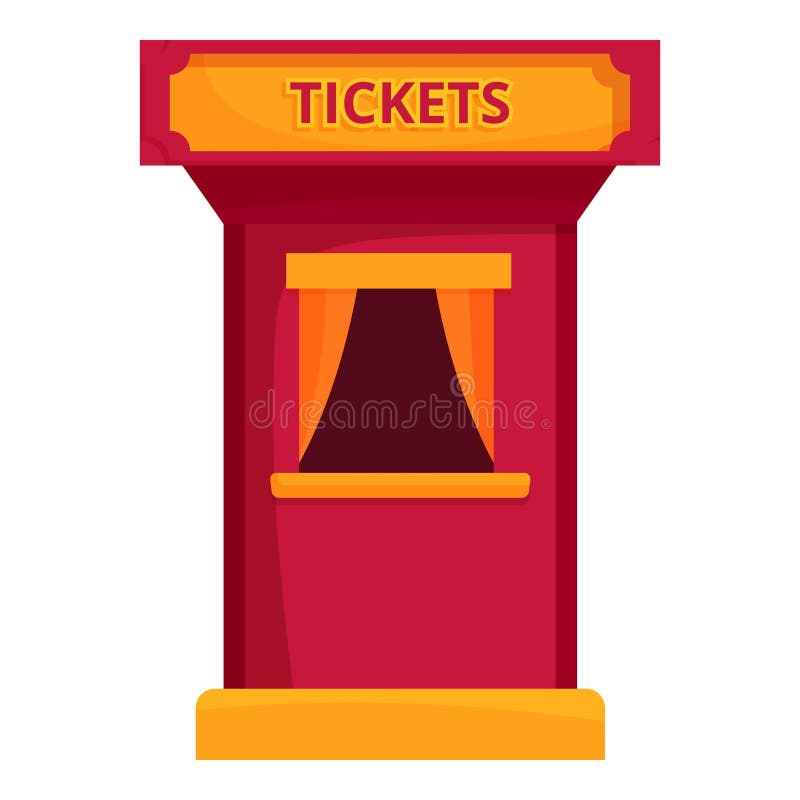 Red Ticket Booth Standing with Closed Window Curtain Stock Vector ...