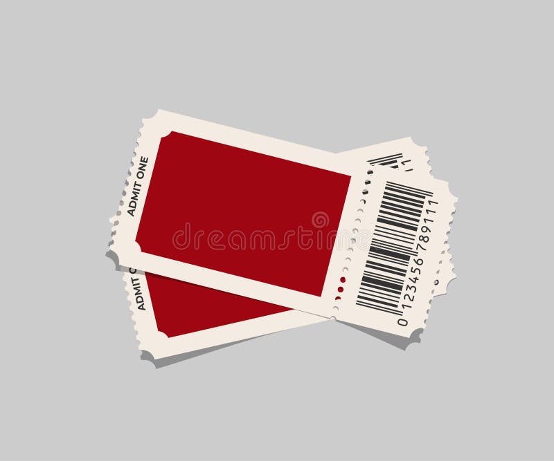 Red Ticket Templates Isolated on Gray Background. Vector Design Element ...