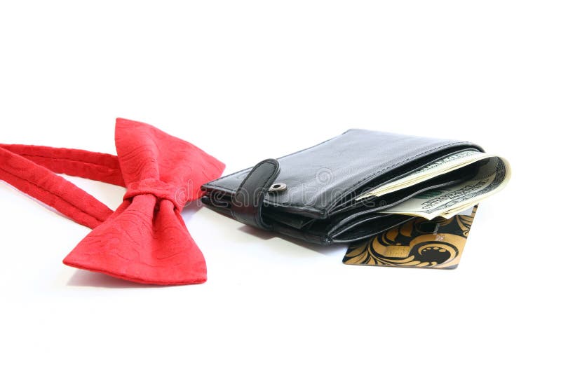 Red tie, card and purse stock photo. Image of evening - 20610034