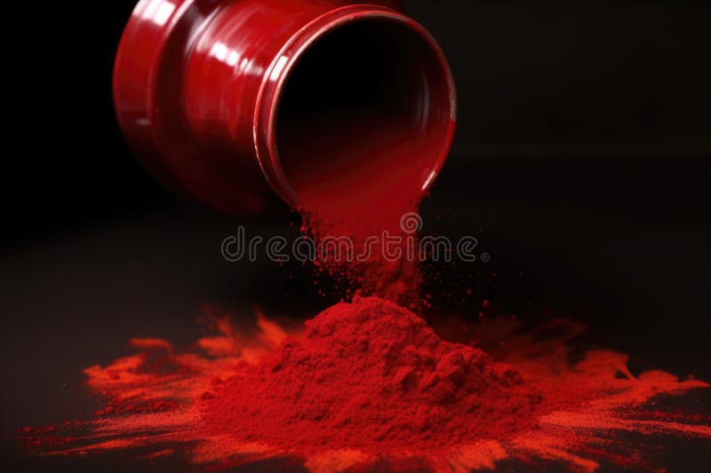 Red Tilak Powder Spilling from an Overturned Container Stock Photo ...