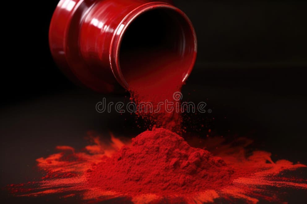 Red Tilak Powder Spilling from an Overturned Container Stock Photo ...