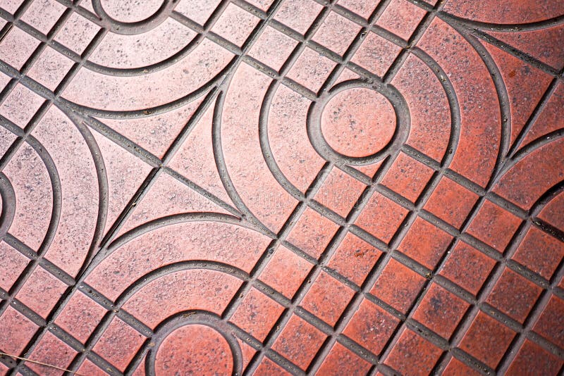 Red Tile on the Floor at the Public Walkway Stock Image - Image of ...