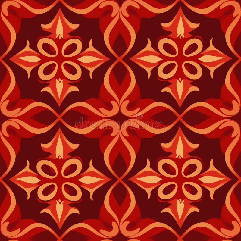 Red Tile Pattern for Decoration Stock Illustration - Illustration of ...