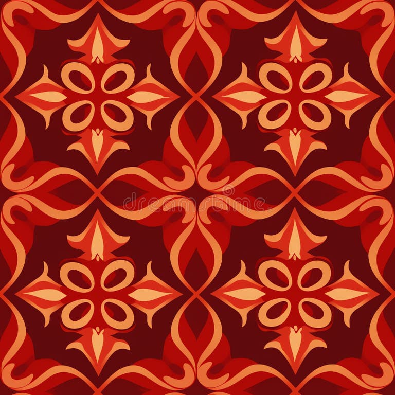 Red Tile Pattern for Decoration Stock Illustration - Illustration of ...