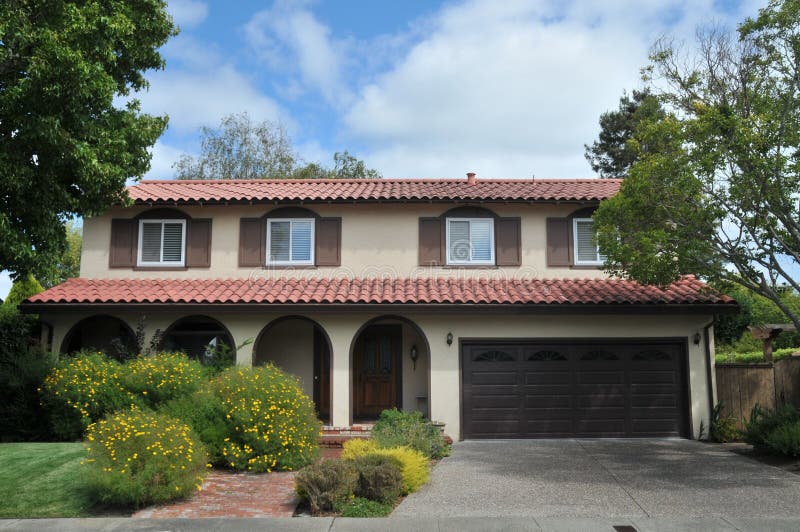 Red tile roof house stock photo. Image of building, western - 10448268