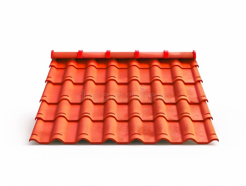 A Red Tile Roof on a White Background Stock Image - Image of building ...
