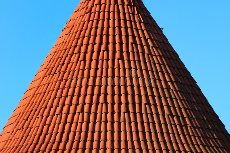 Red conical roof stock image. Image of outdoors, building - 42335