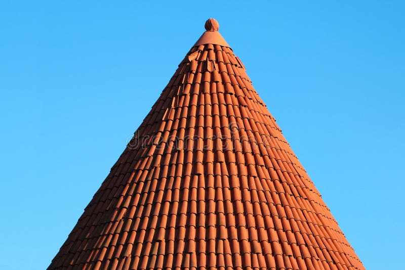 Red Tiled Conical Roof of a Tower Stock Image - Image of medieval ...
