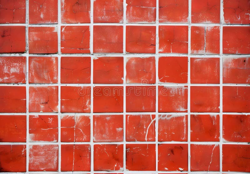Red Tiled Wall with White Grid Pattern Stock Illustration ...