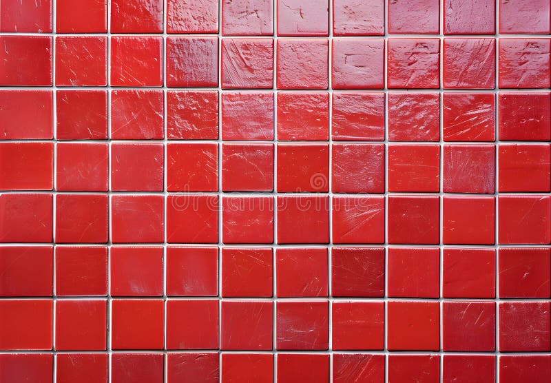 Red Tile Wall Background with Grid Lines Stock Illustration ...