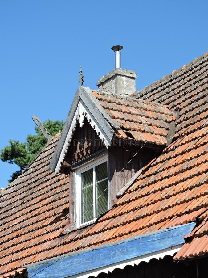 Red tiles roof and window stock image. Image of roof - 42798207