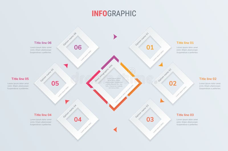 Red Timeline Infographic Design Vector. 6 Steps, Square Workflow Layout ...