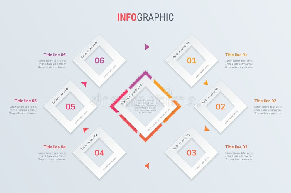 Red Timeline Infographic Design Vector. 6 Steps, Square Workflow Layout ...