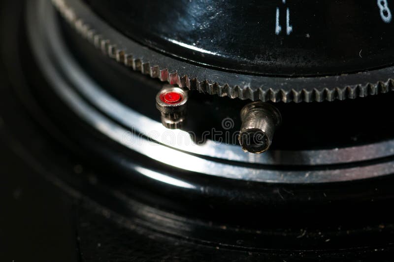 Red Timer Knob on Old Vintage Camera. Stock Photo - Image of film ...