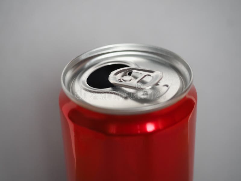 Red tin can stock photo. Image of drinks, drink, opened - 241738852